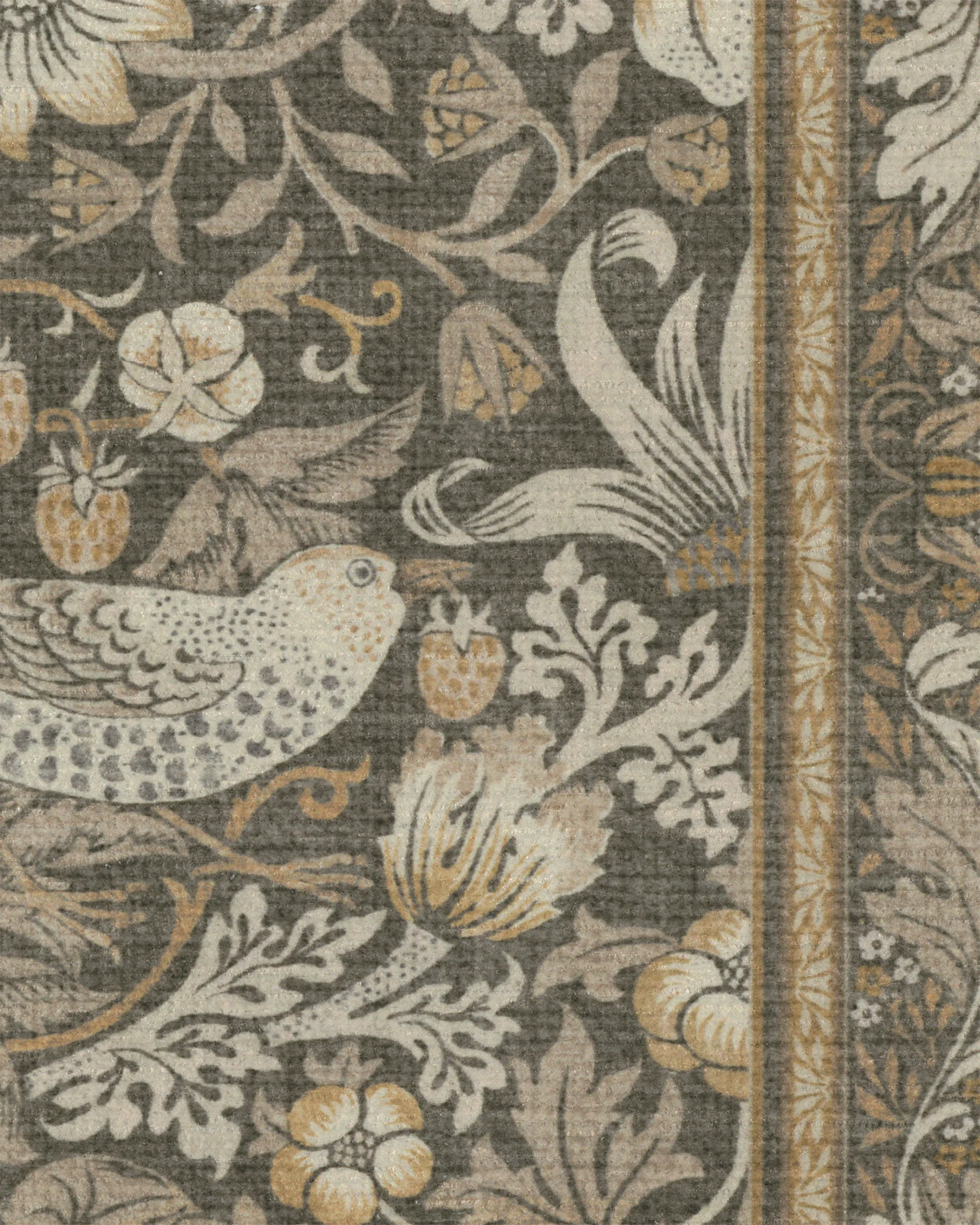 Morris & Co. Strawberry Thief Stone Gold Rug | Ruggable