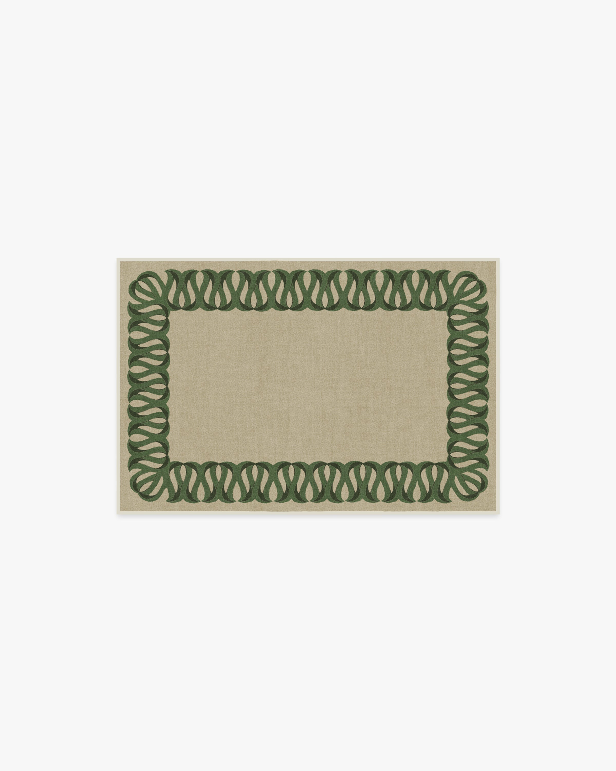 Ribbon Border Green & Ecru Rug | Ruggable