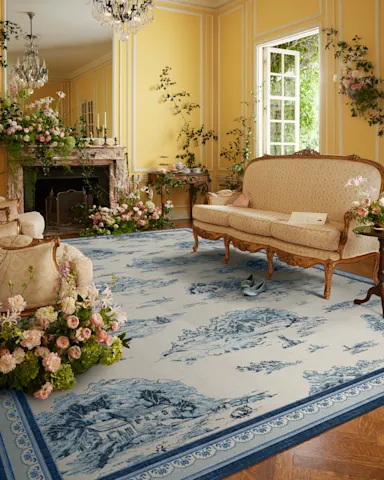 Provence Toile Delft Blue Rug | Ruggable