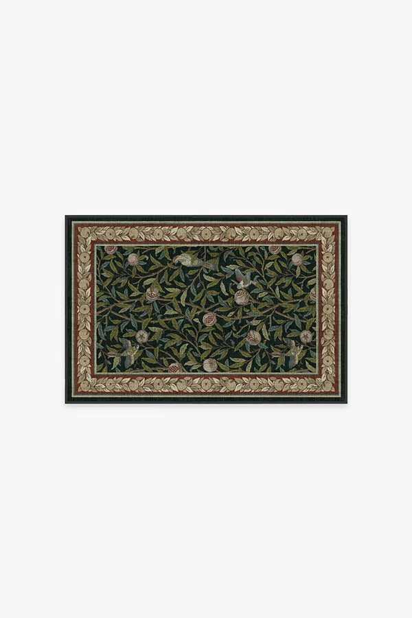 Morris & Co. Bird & Pomegranate Teal Green Rug | Ruggable