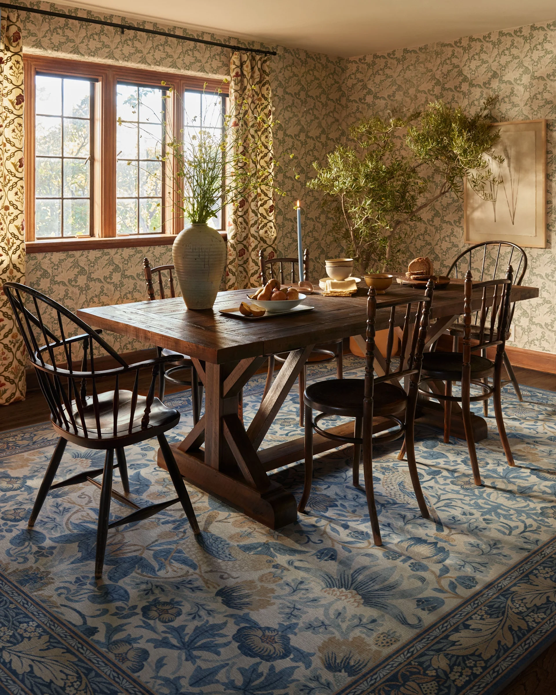 Morris & Co. Strawberry Thief Indigo & Ivory Rug | Ruggable