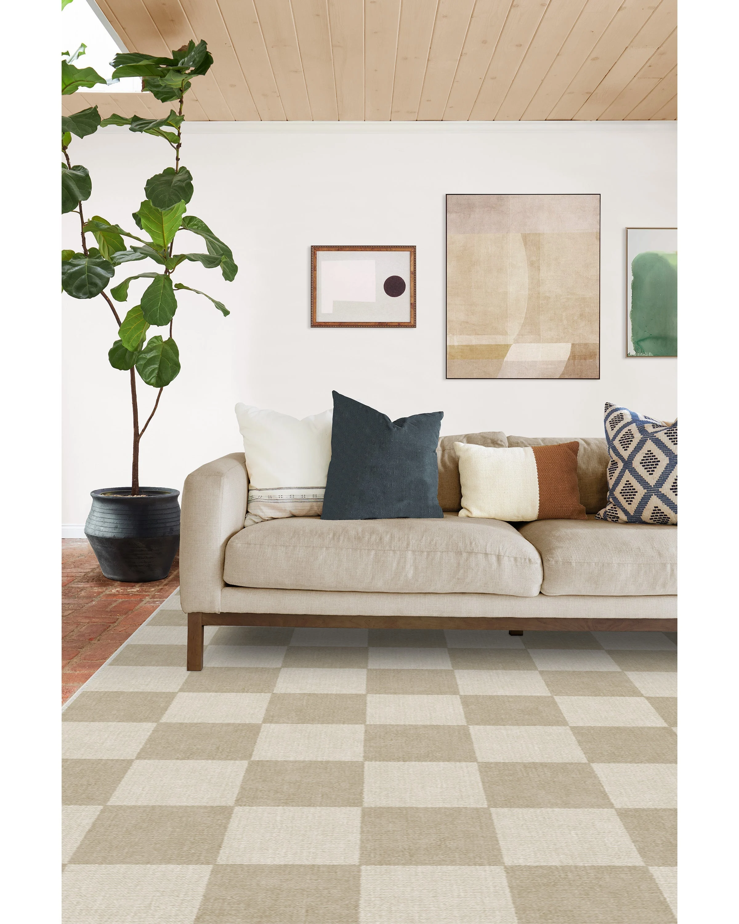 Jaque Checkered Stone Rug | Ruggable