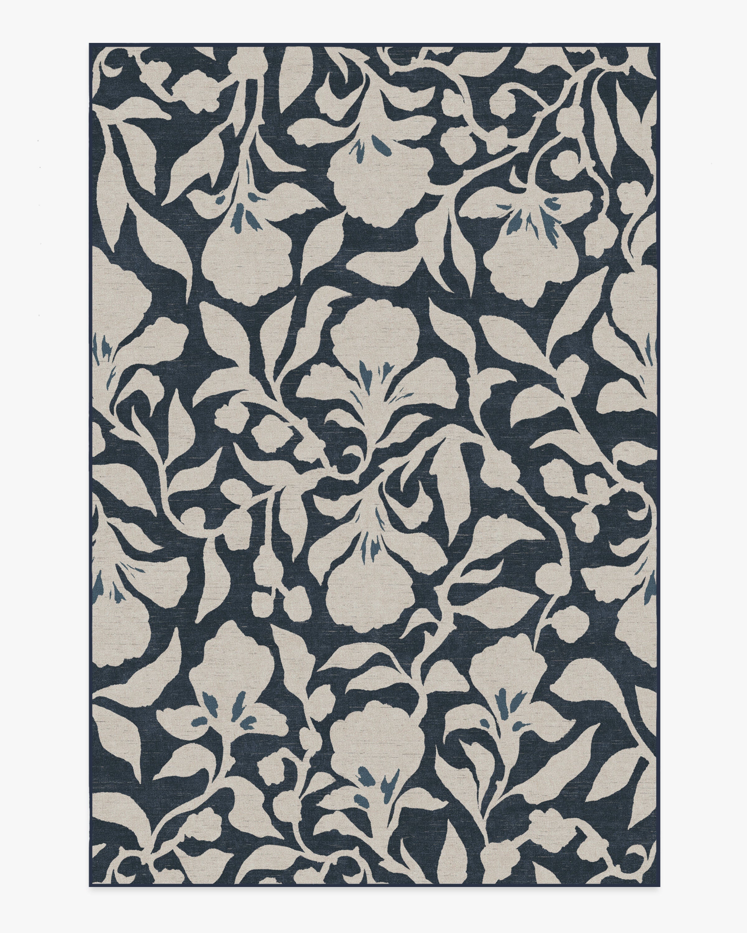 The Hiltons Flora Ink Blue & Ivory Rug | Ruggable