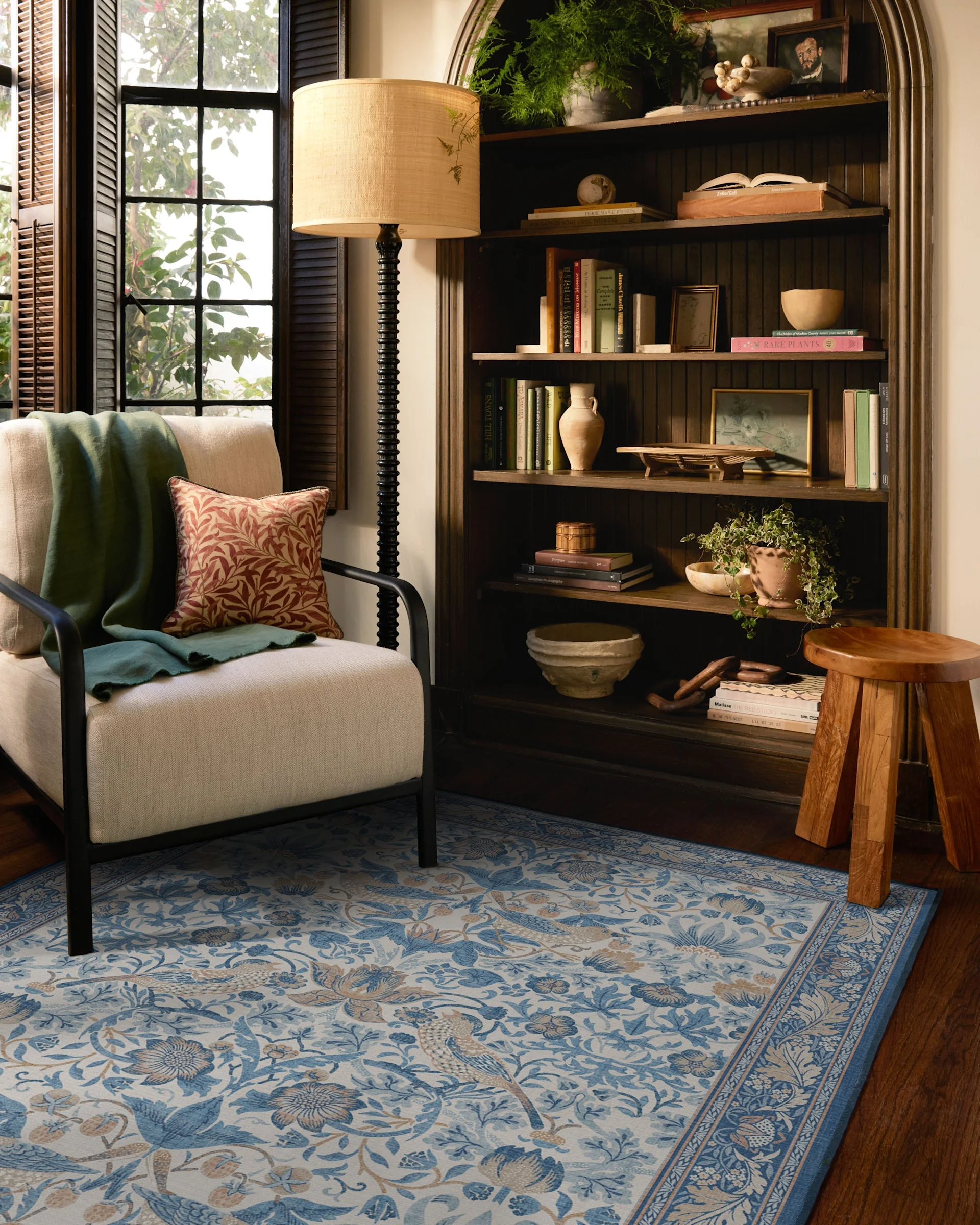 Morris & Co. Strawberry Thief Indigo & Ivory Rug | Ruggable