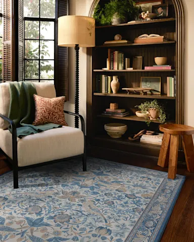 Morris & Co. Strawberry Thief Indigo & Ivory Rug | Ruggable