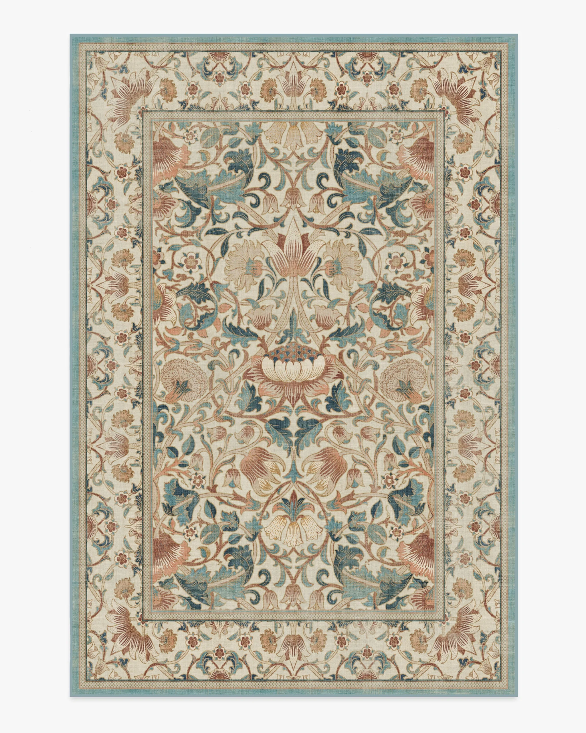 Morris & Co. Lodden Soft Rose & Teal Rug | Ruggable