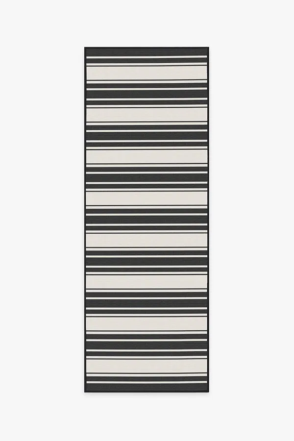 Outdoor Marina Stripe Black Rug | Ruggable