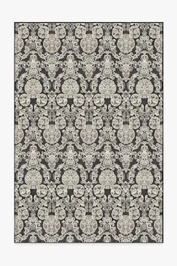 Mickey Damask Charcoal Rug | Ruggable