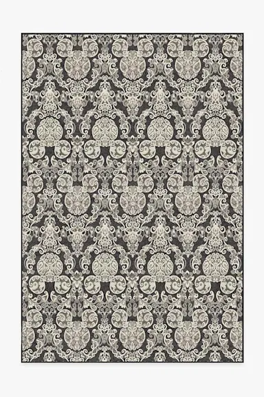 Mickey Damask Charcoal Rug | Ruggable