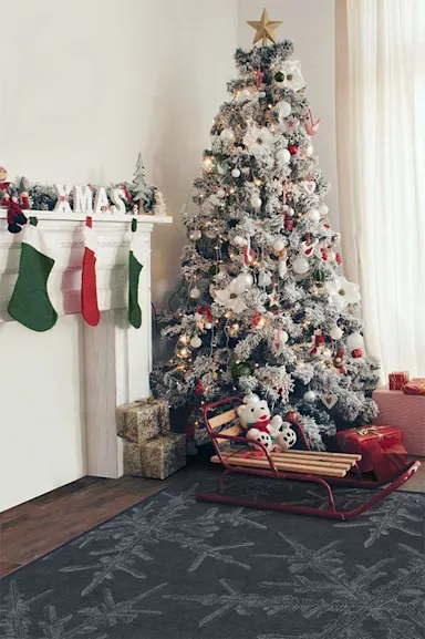 Snowflake Navy Rug | Ruggable