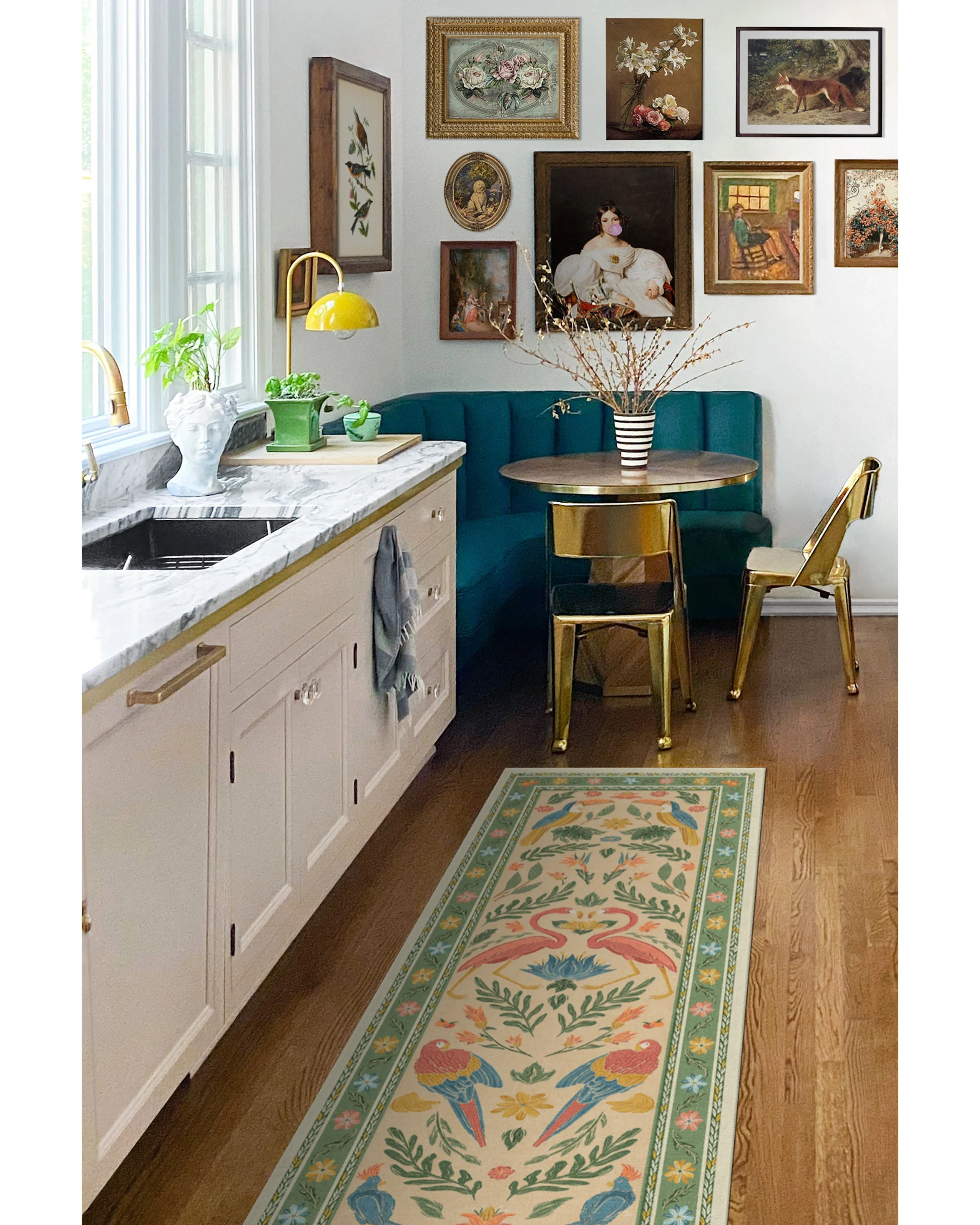 Iris Apfel Birds Of A Feather Green & Peach Rug | Ruggable