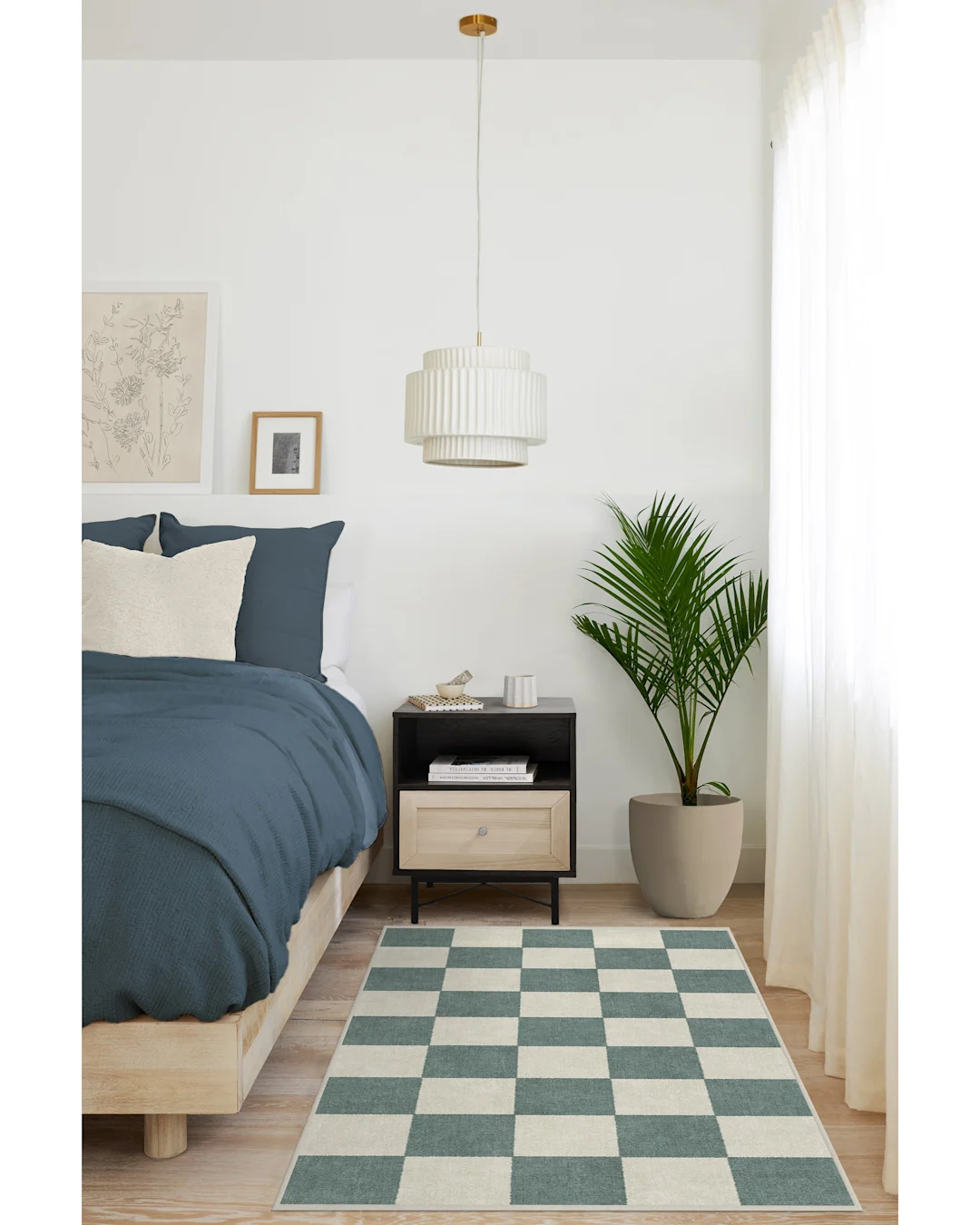 Jaque Checkered Slate Green Rug | Ruggable