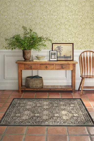 Morris & Co. Honeysuckle & Tulip Dark Wood Rug | Ruggable
