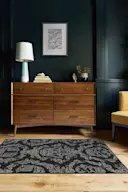 Dark Side Damask Charcoal Rug | Ruggable