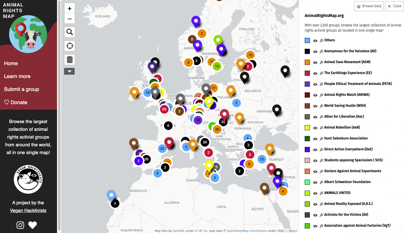 Get Involved With Our New Animal Rights Map — Vegan Hacktivists