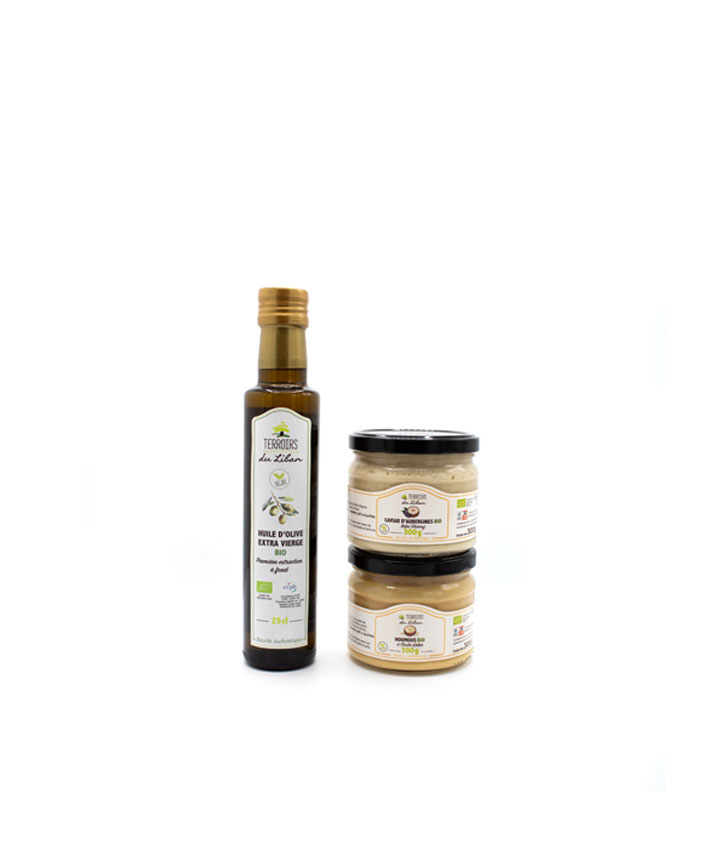 Coffret de houmous, caviar d'aubergine et huile d'olive - Bio Terroirs ...