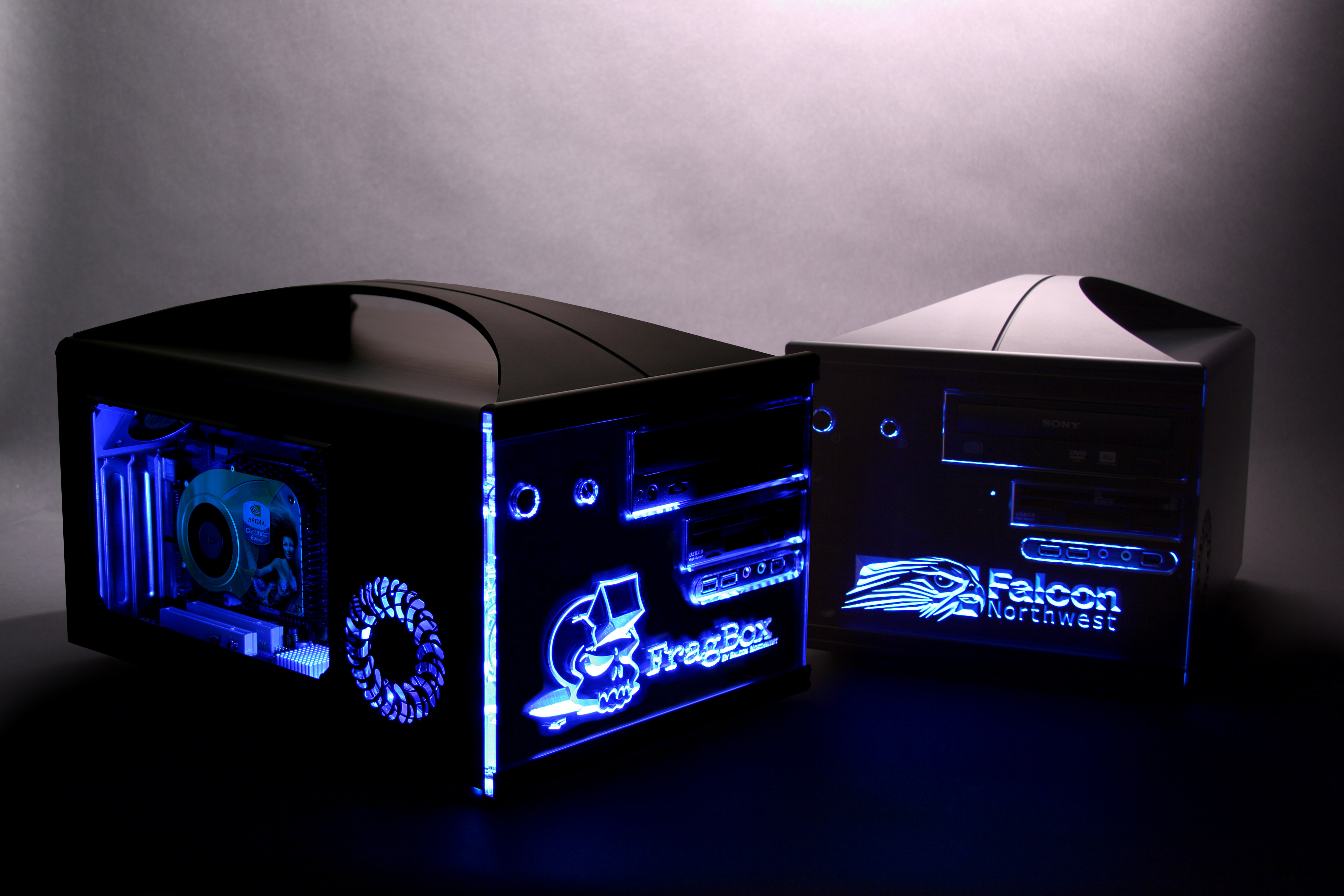 2004 fragbox with its glowing blue faceplate and black anodized brushed ...