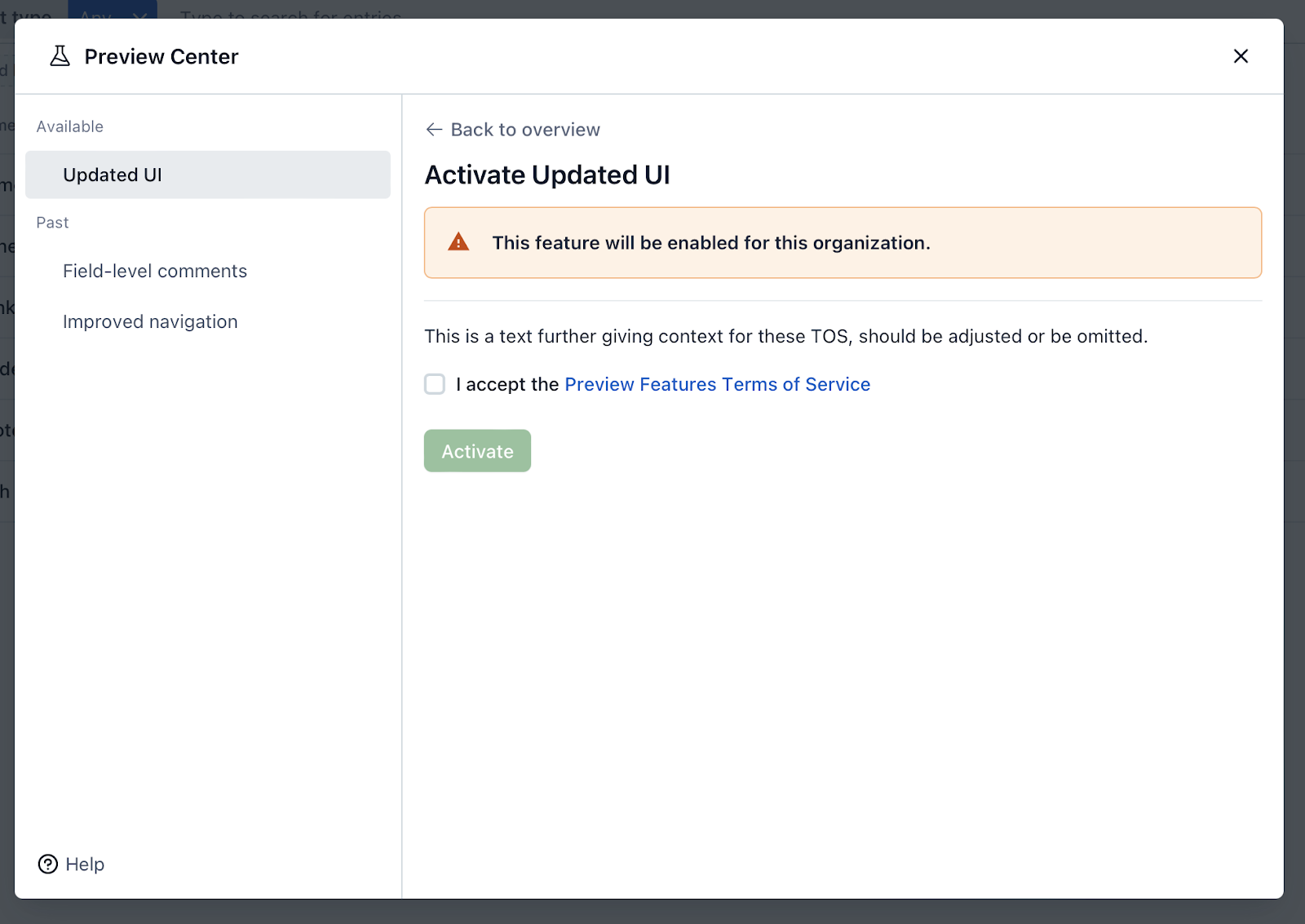 Preview center: release lifecycle | Contentful Help Center
