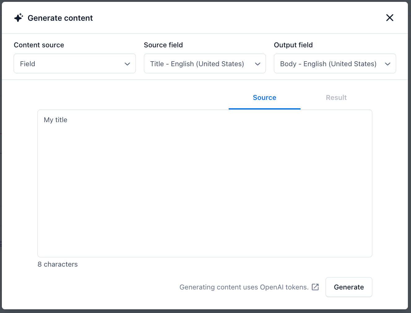 AI Content Generator | Contentful Help Center