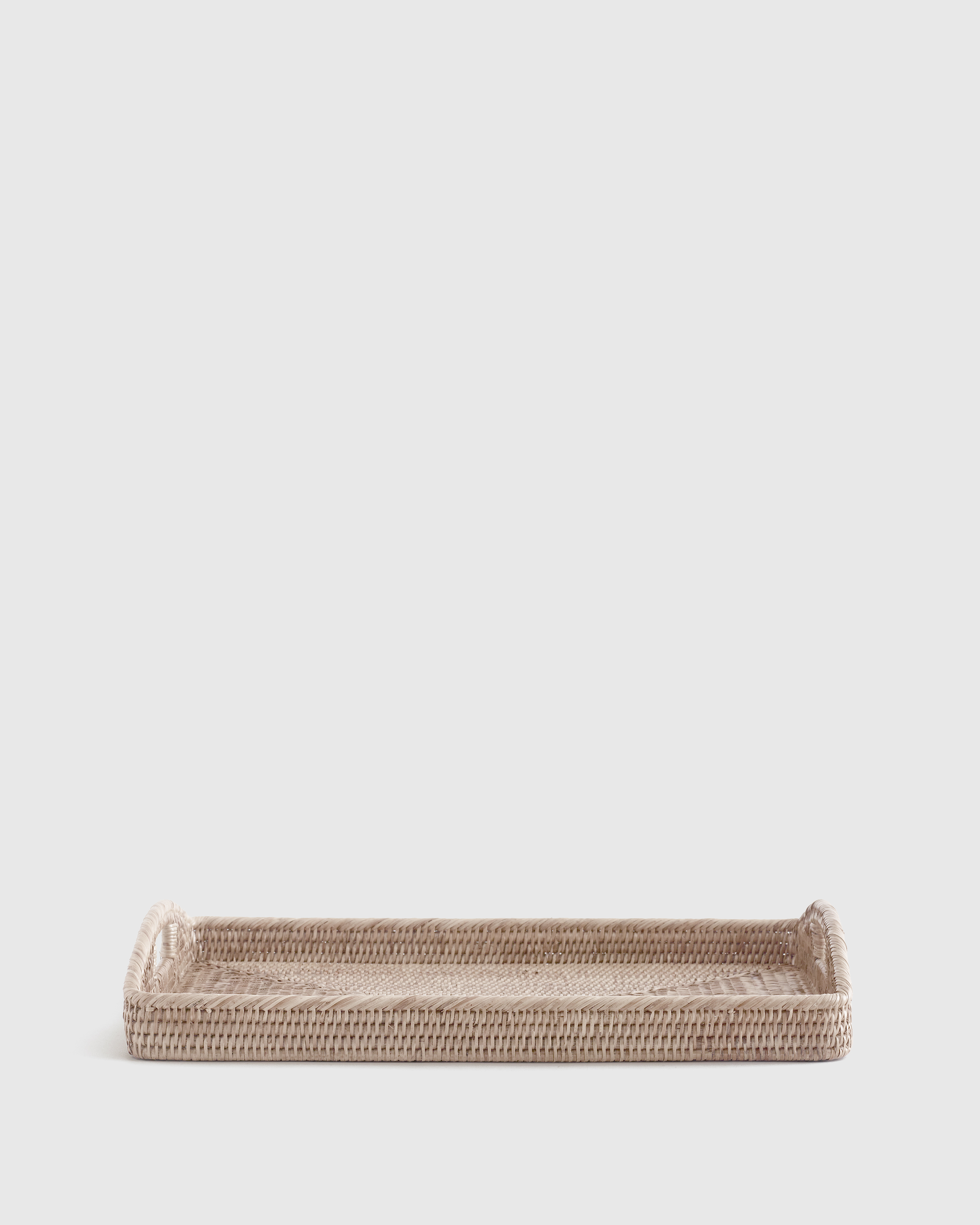 Handwoven Rattan Rectangular Tray with High Handles