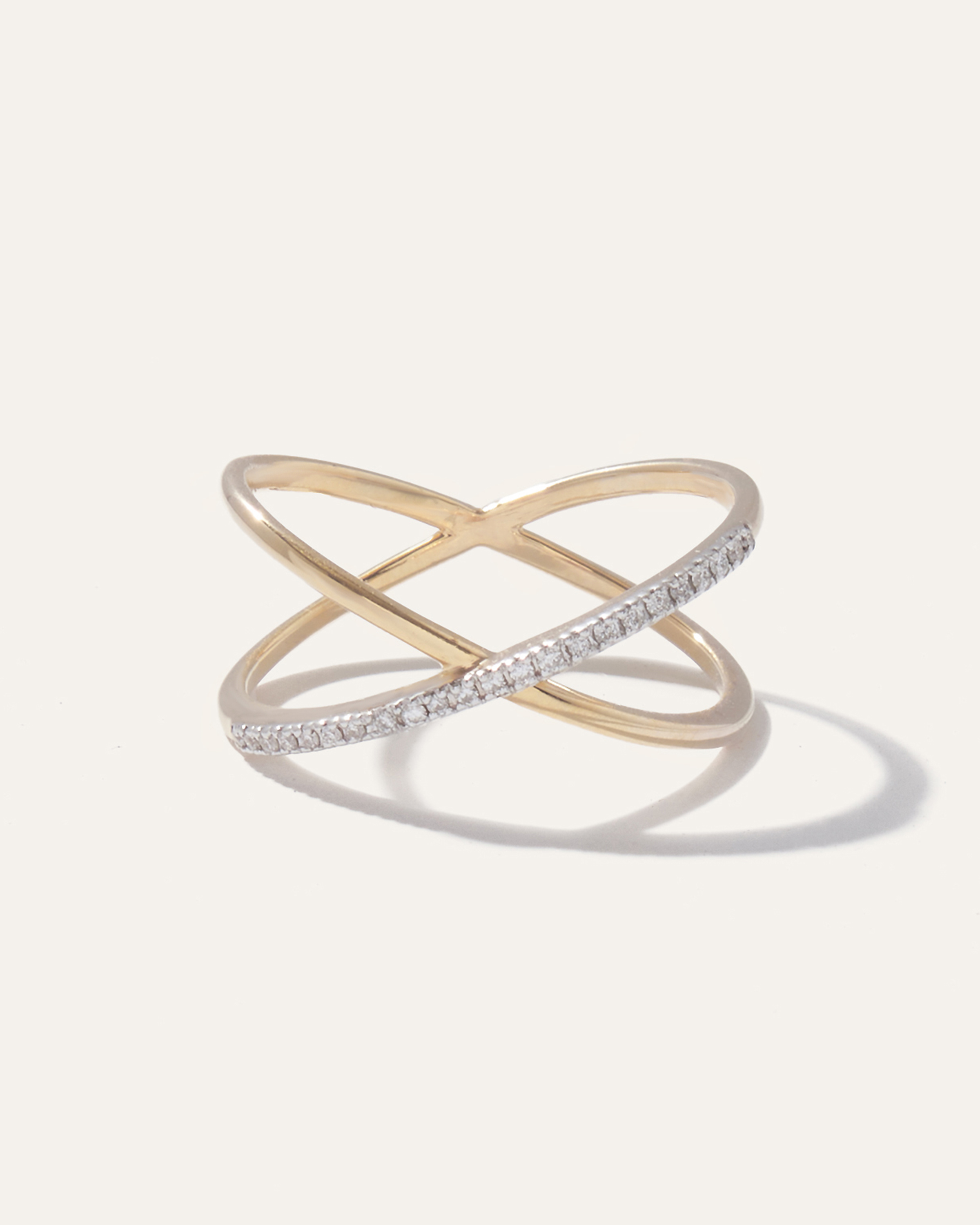 14K Gold Diamond Pave Crossover Ring