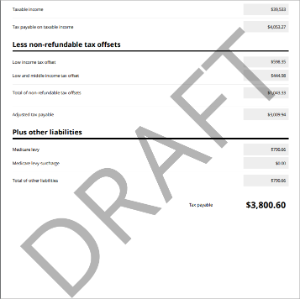 Printing tax return estimate, worksheets and schedules