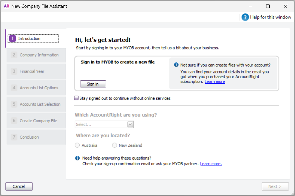 Create a company file