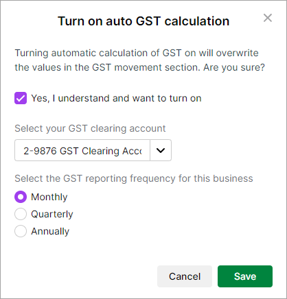 Automatically calculating GST in a budget