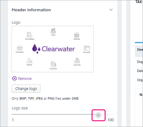 Uploading your business logo or header image