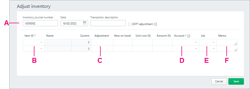 Entering opening inventory balances