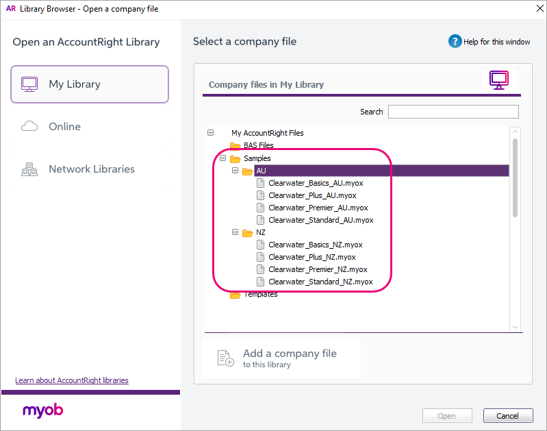 Using the sample company file (Clearwater)