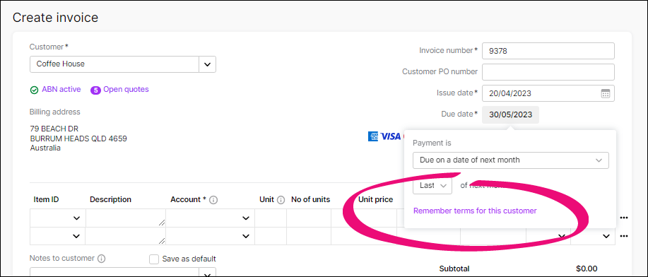 Enter an invoice, quote or order