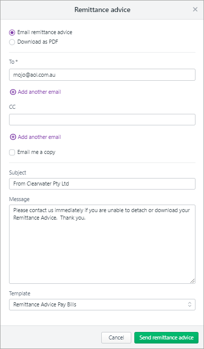 Send remittance advices