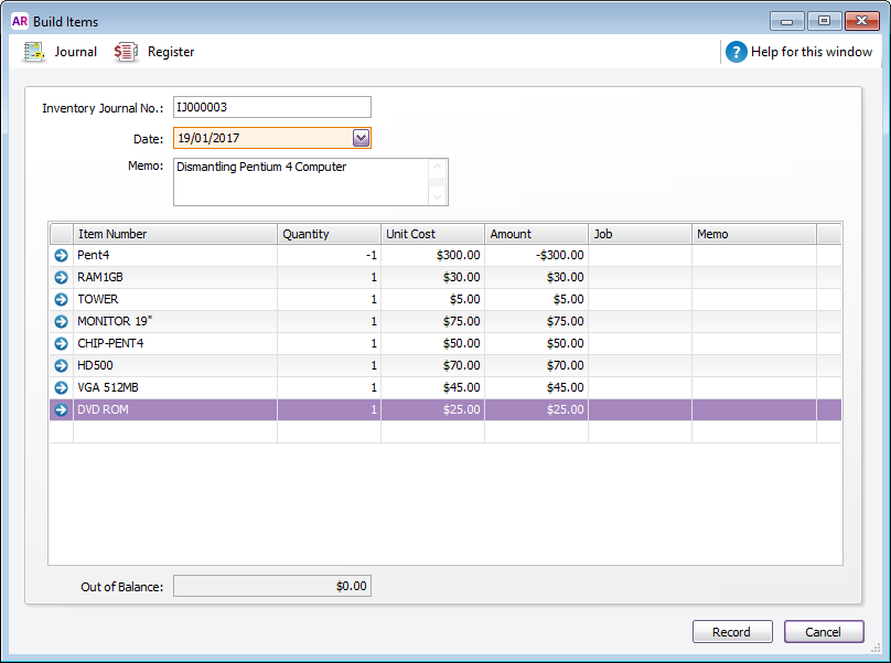 Breaking down items into saleable parts