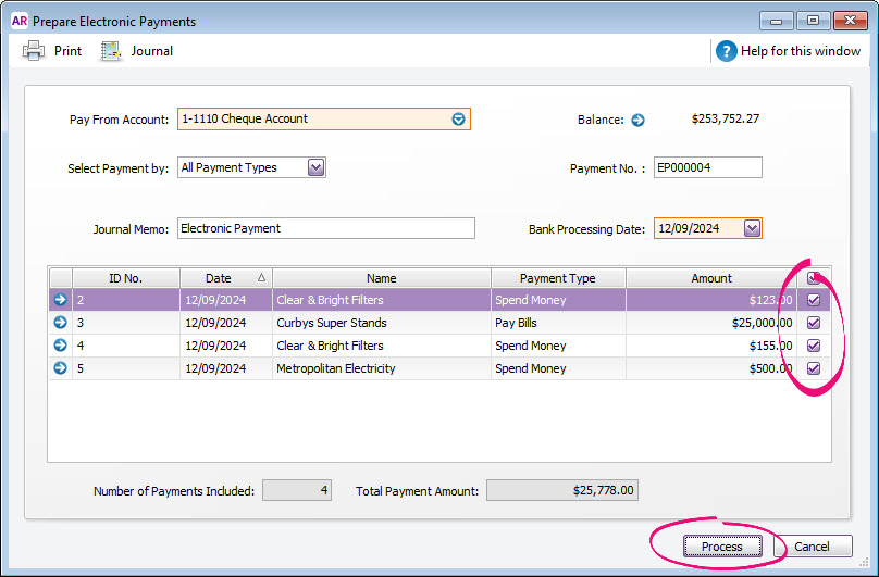 Matching a bank feed to multiple transactions