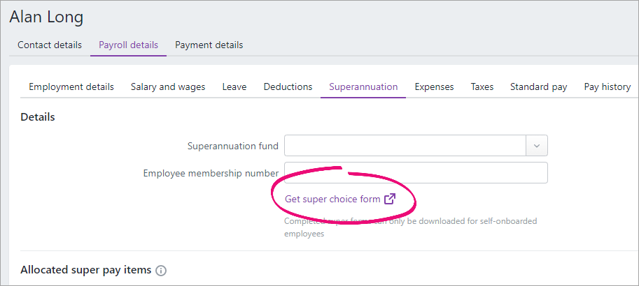 Get or view a superannuation standard choice form
