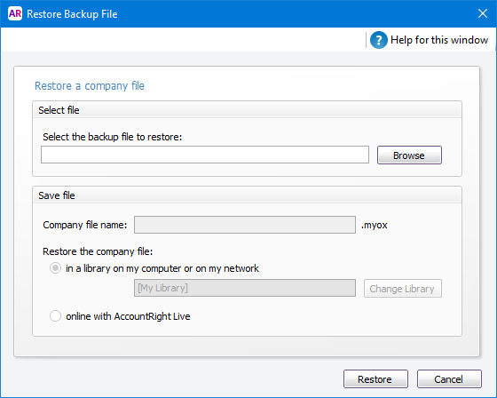 Restore your company file