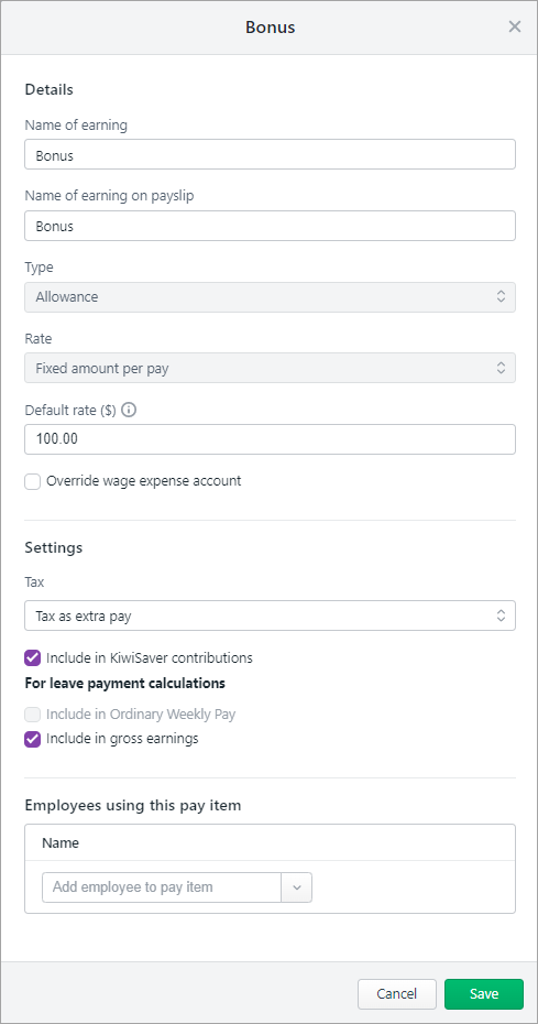 Bonus and commission payments