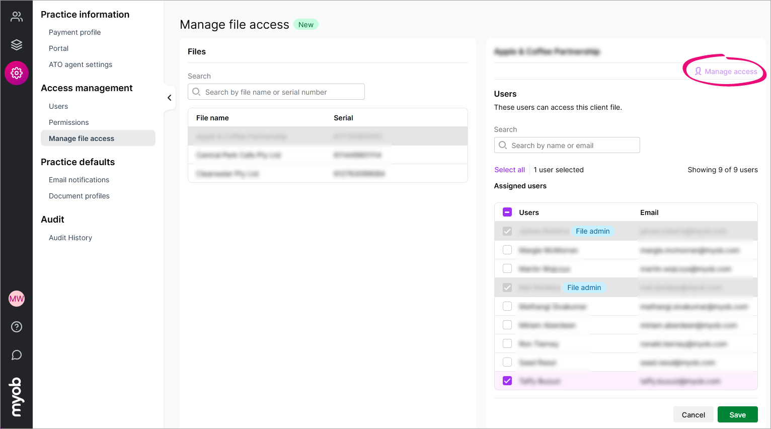 Giving users access to client files