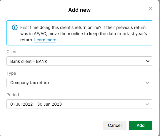 Creating a tax return