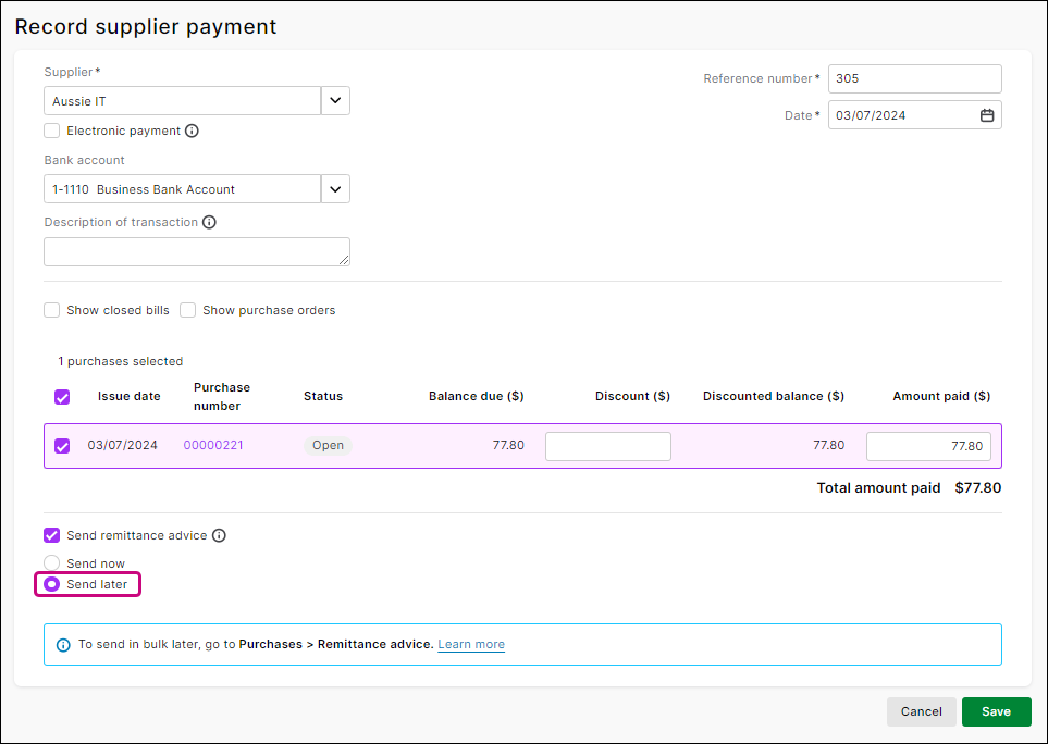 Send remittance advices