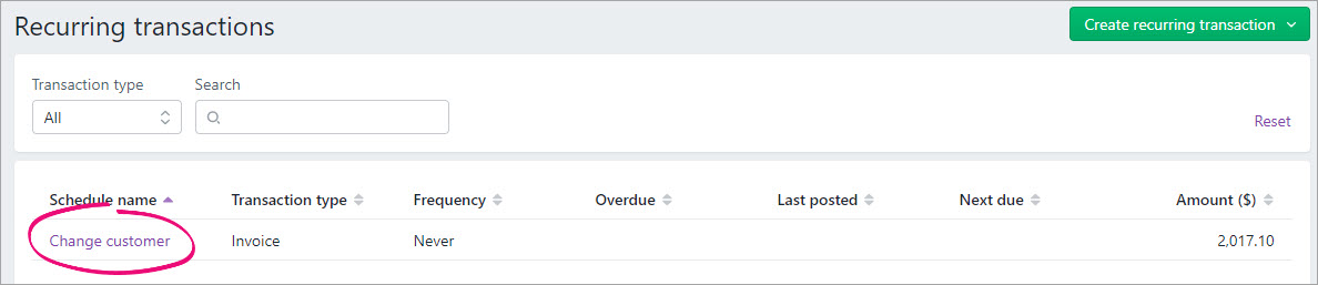 Changing the customer on an invoice