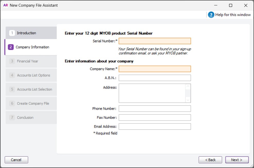 Create a company file