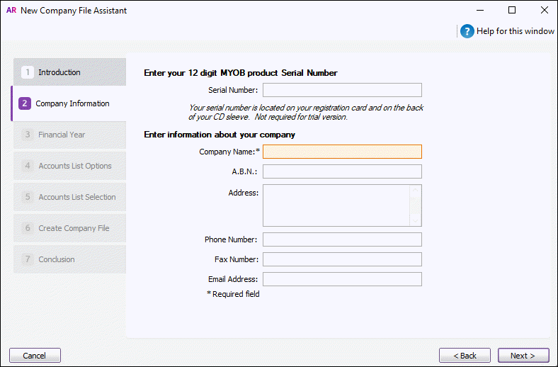 Create a company file