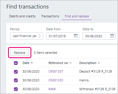 Finding a transaction