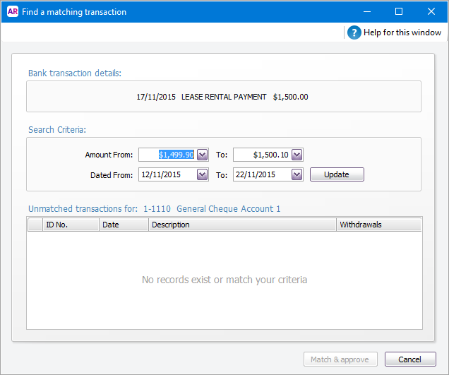 Approving a bank feed