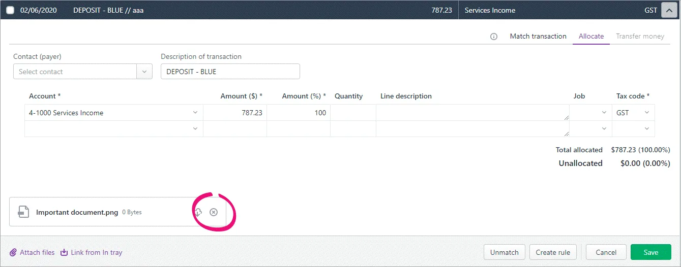 Attaching documents to bank transactions
