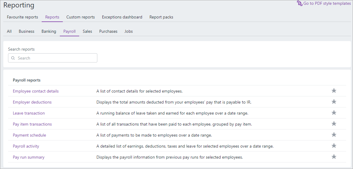 Payroll reports