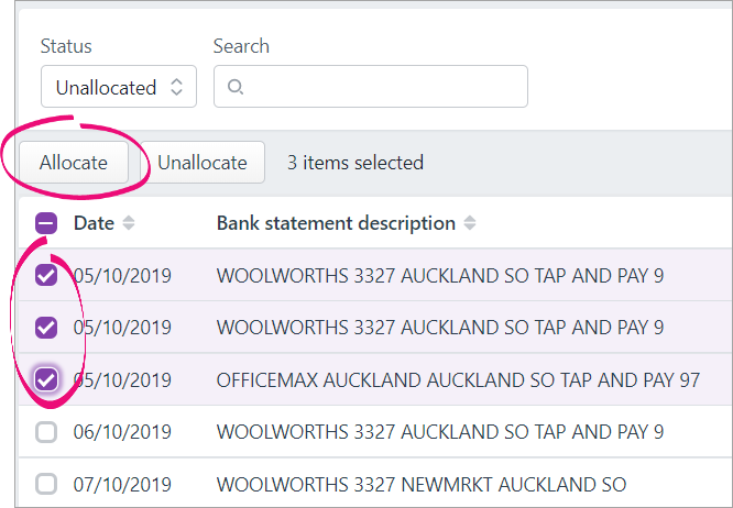 Allocating bank transactions