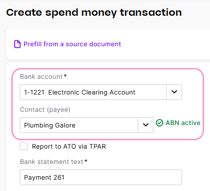 Matching a bank feed to multiple transactions